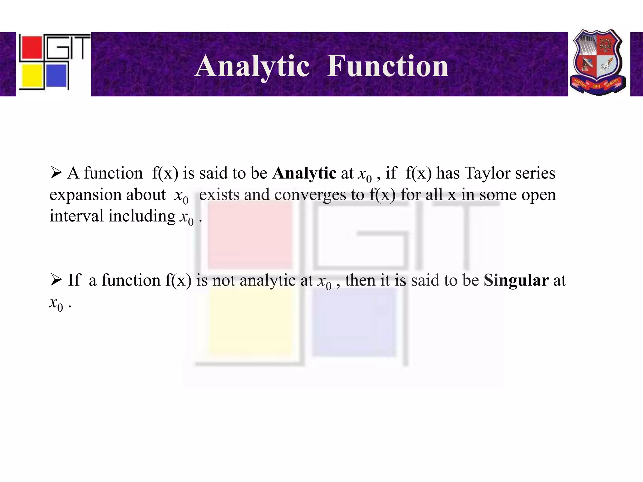 Analytic Function of Power Series | PPT