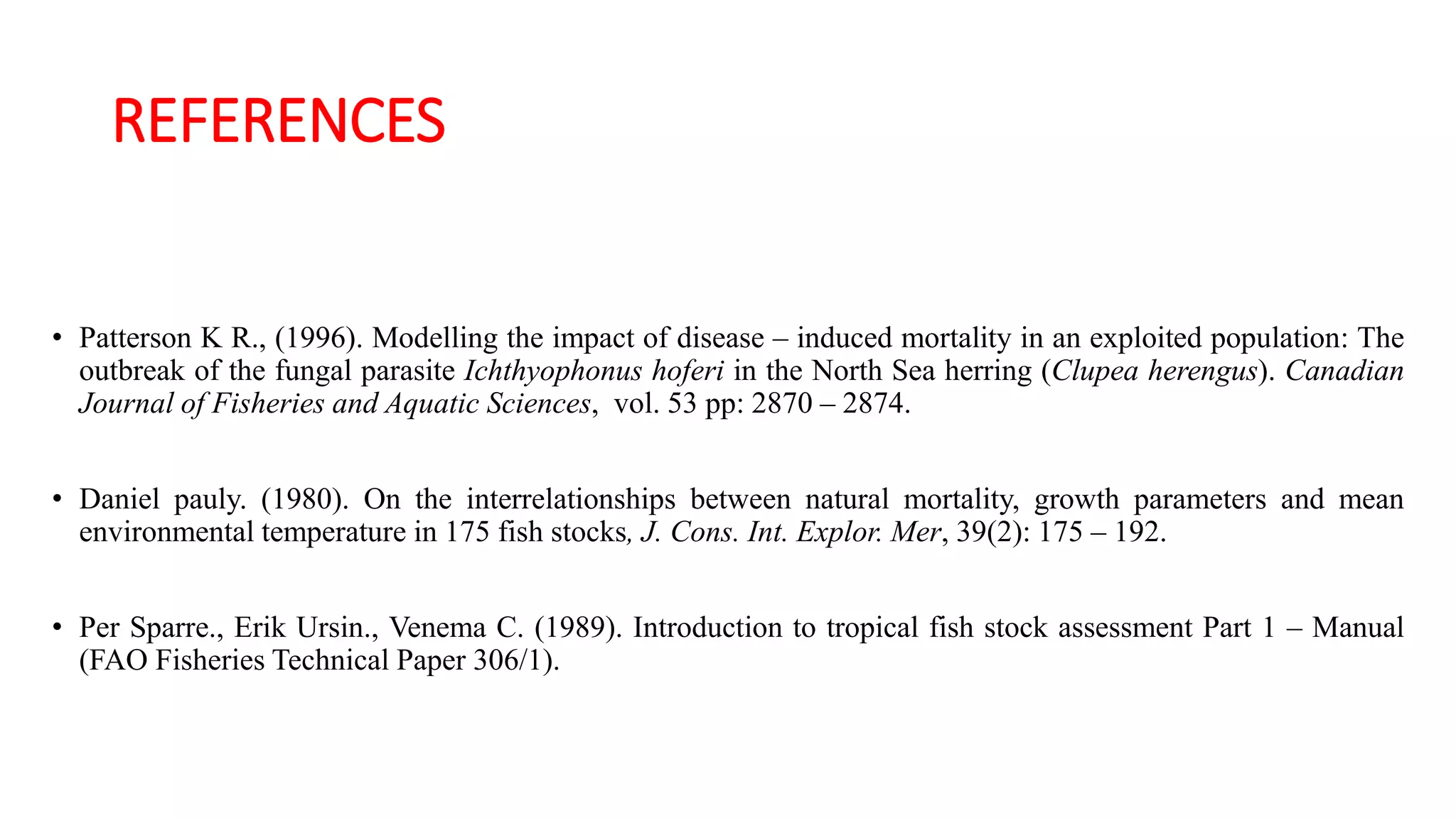 EXPONENTIAL DACAY MODEL & MORTALITY CONCEPT IN FISH STOCK ASSESSMENT | PPTX