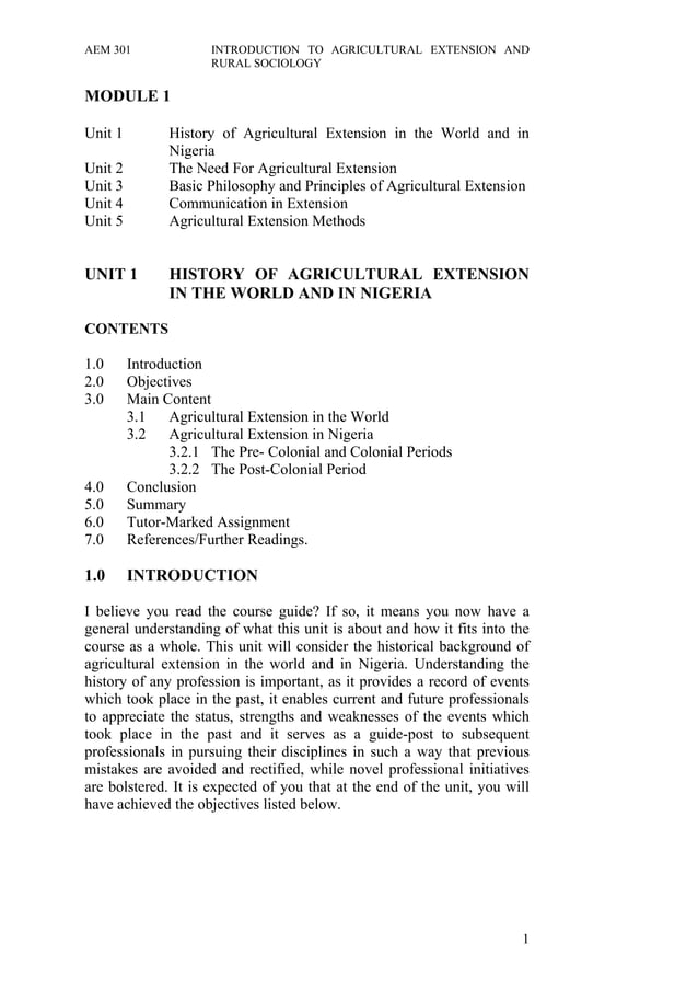History of Agricultural Extension in the world and in Africa | PDF ...