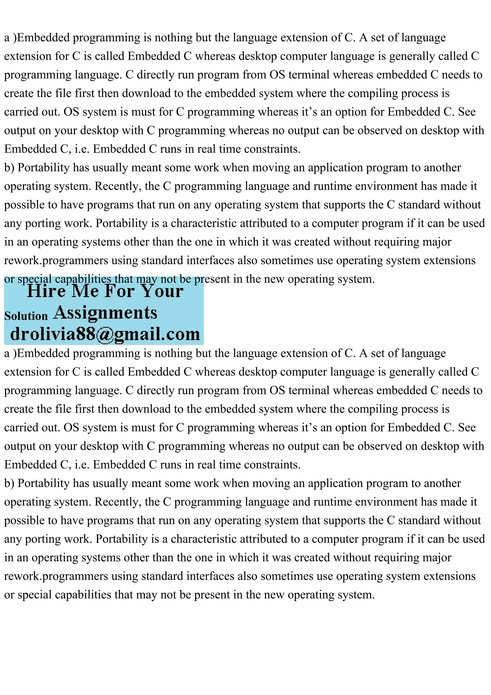 a )Embedded programming is nothing but the language extension of C. .pdf