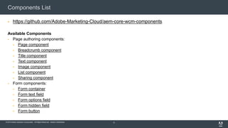 Adobe AEM core components | PPTX