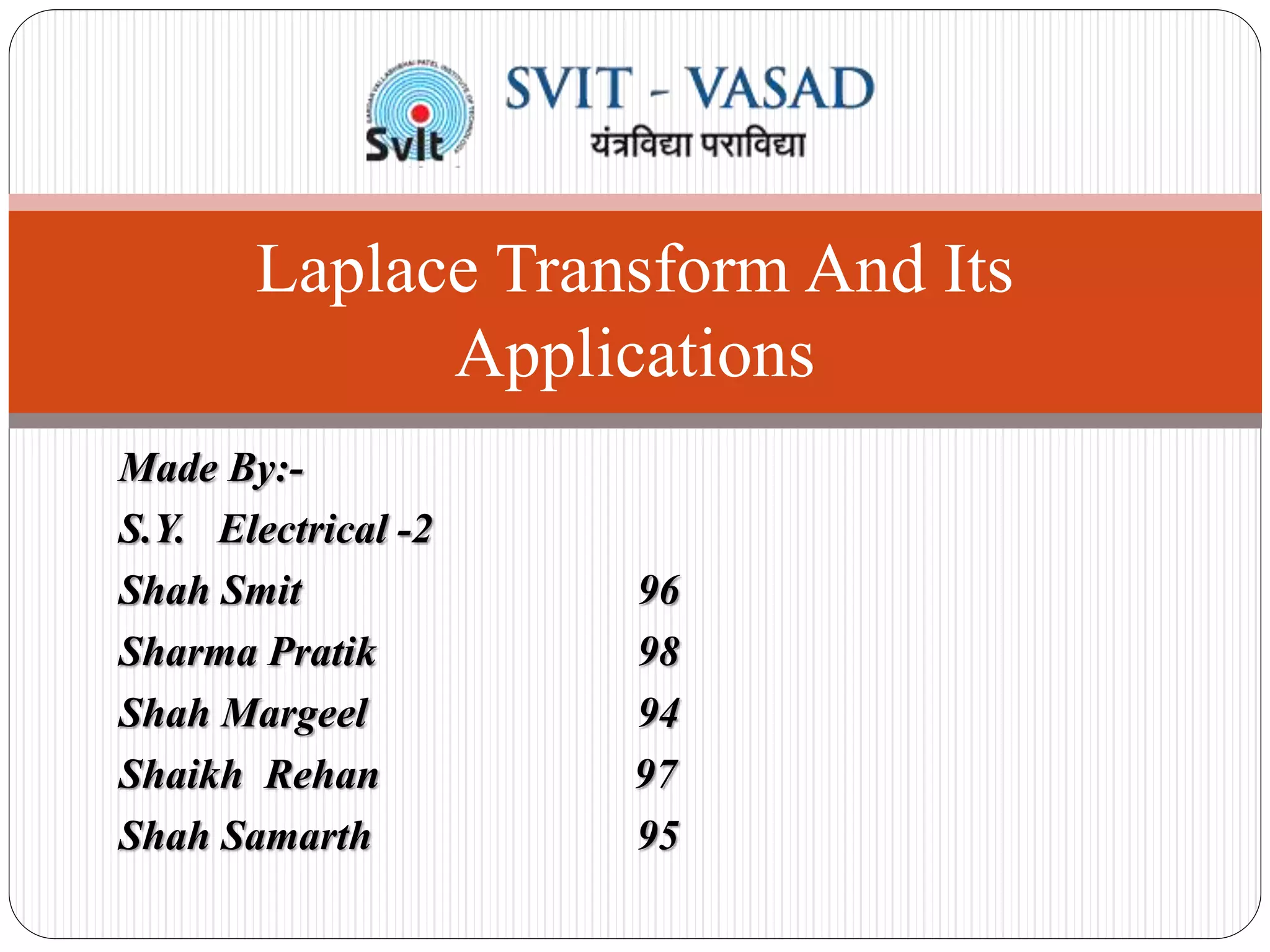 Laplace Transform And Its Applications | PPTX