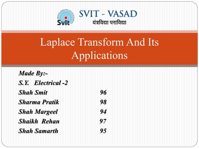 Laplace Transform And Its Applications | PPTX