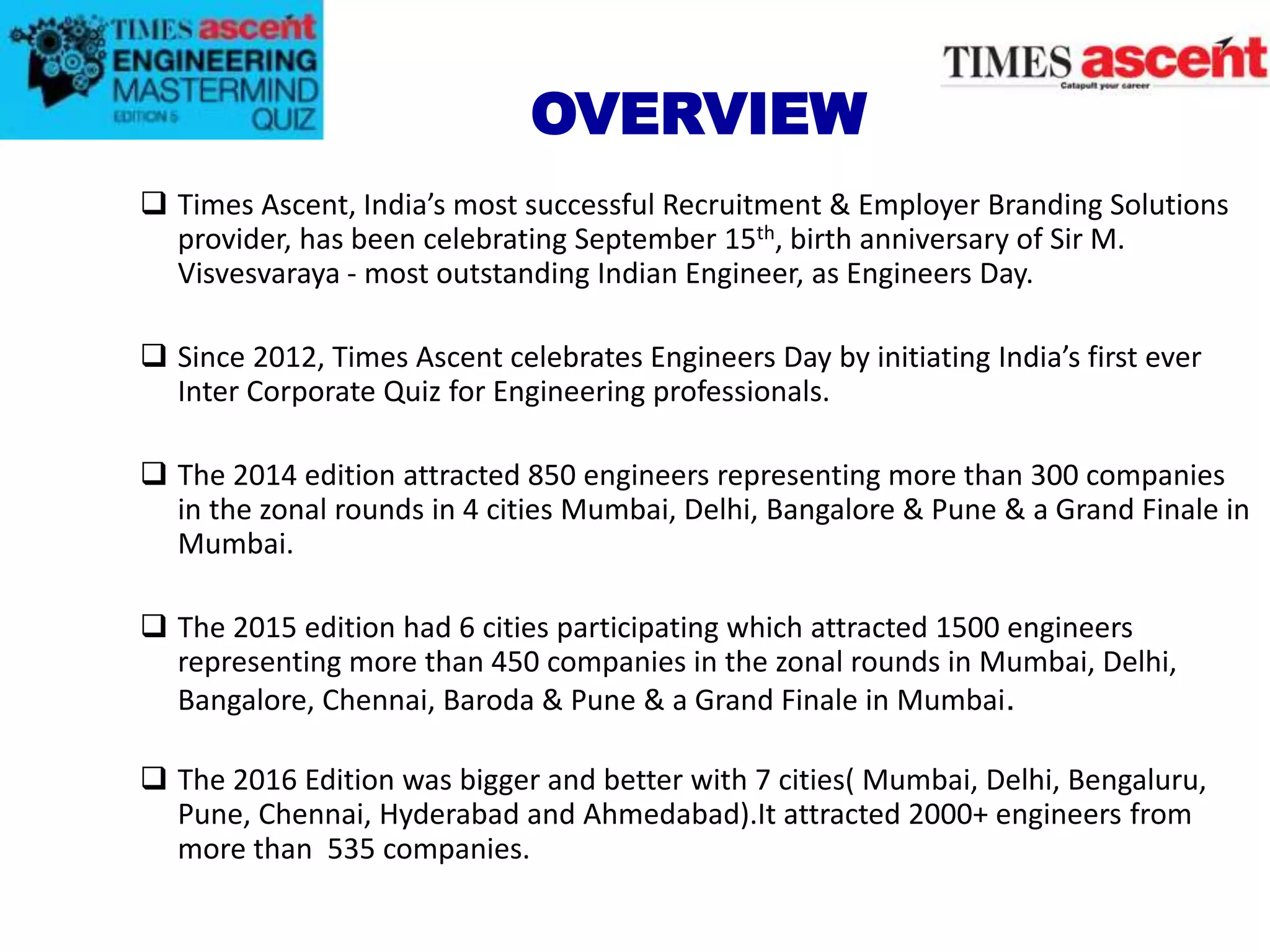 Times Ascent Engineering Mastermind Quiz 2016 | PPTX