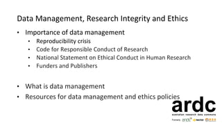 Data Management, Research Integrity and Ethics | PPTX | Databases ...