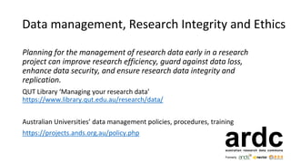Data Management, Research Integrity and Ethics | PPTX | Databases ...