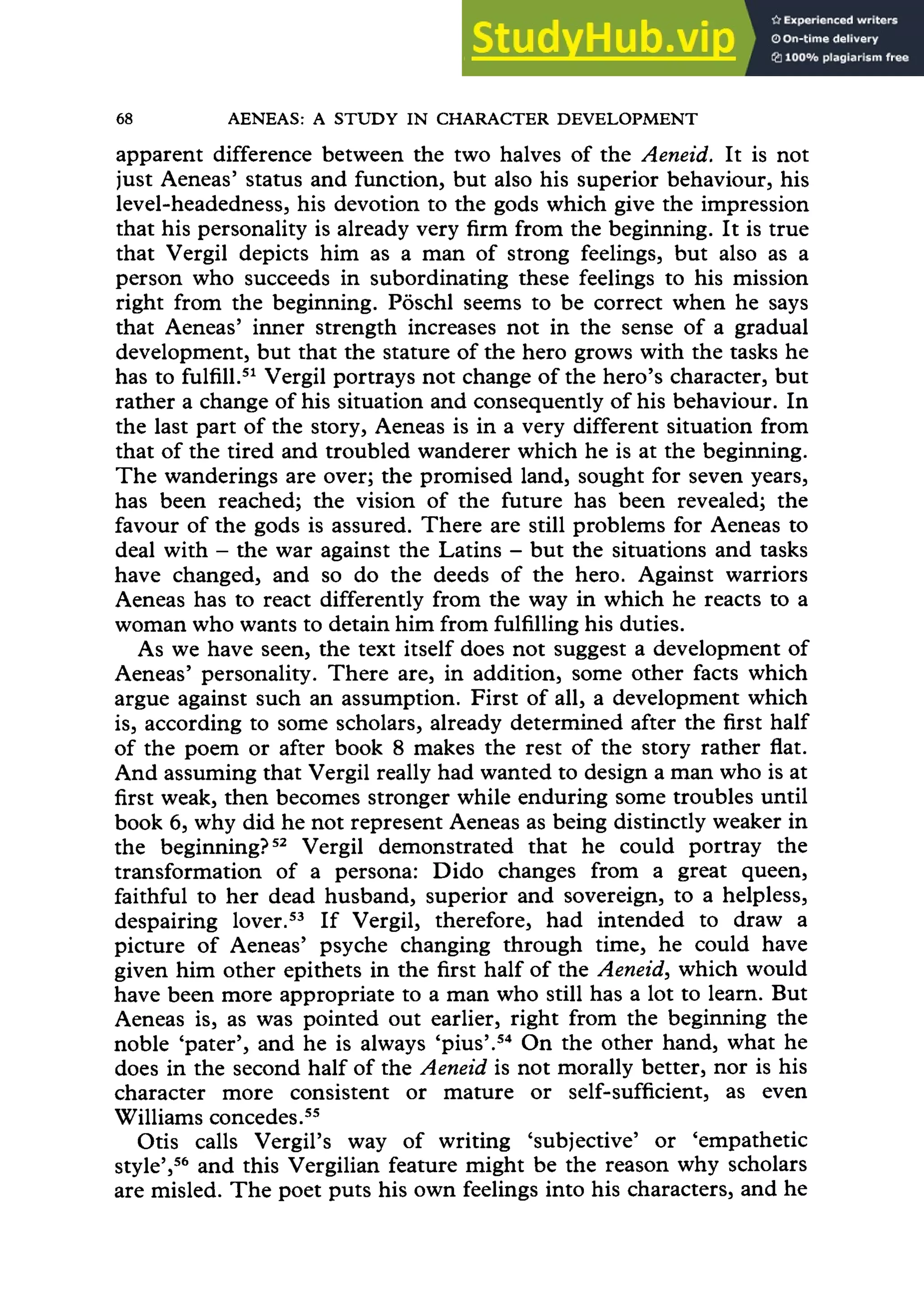 Aeneas A Study In Character Development | PDF