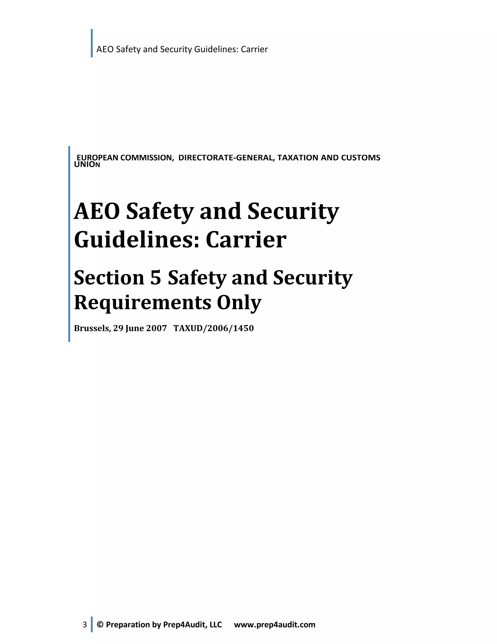 AEO Safety and Security Requirements | PDF