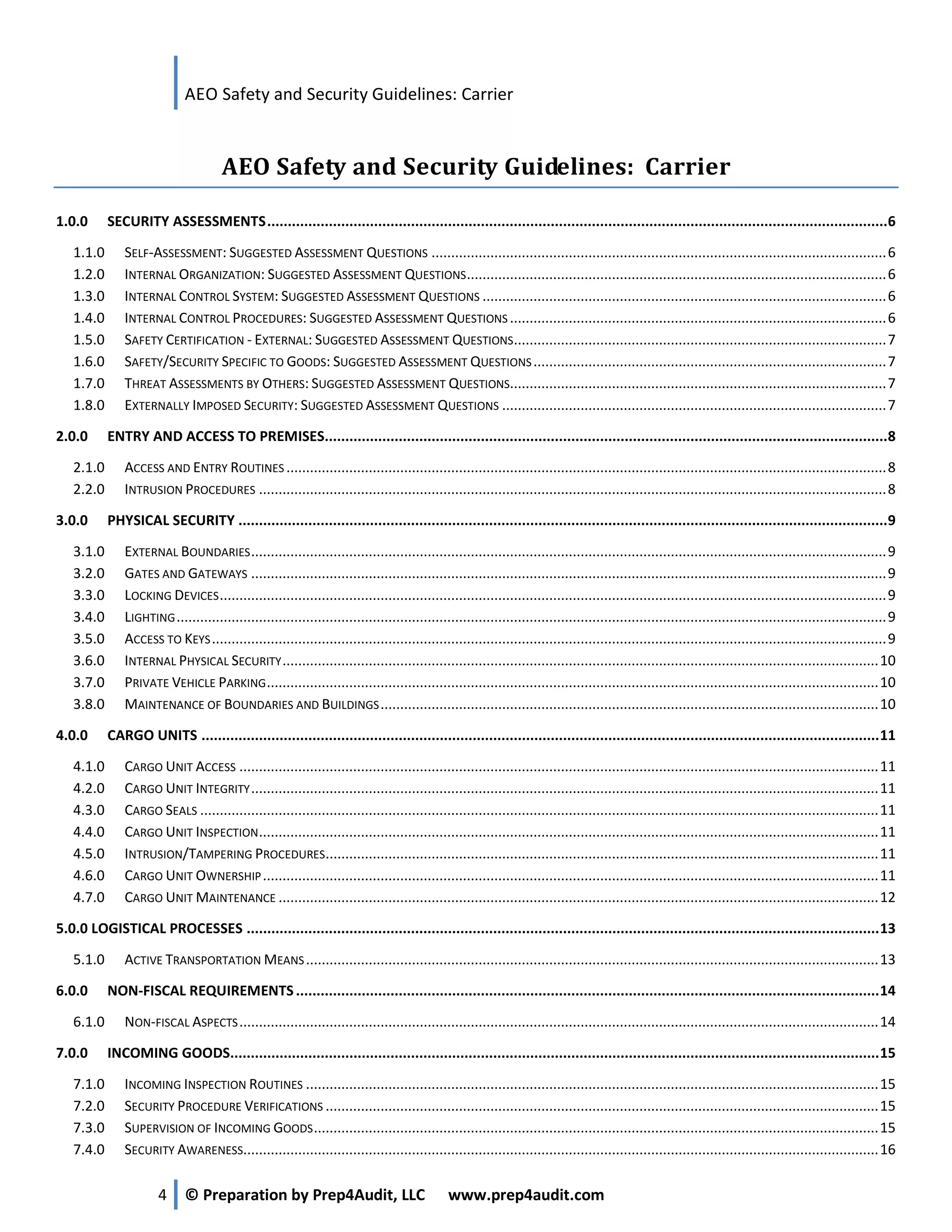 AEO Safety and Security Requirements | PDF