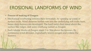 Aeolian landforms (Processes, Erosional & Depositional features) | PPTX