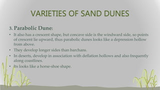 Aeolian landforms (Processes, Erosional & Depositional features) | PPTX