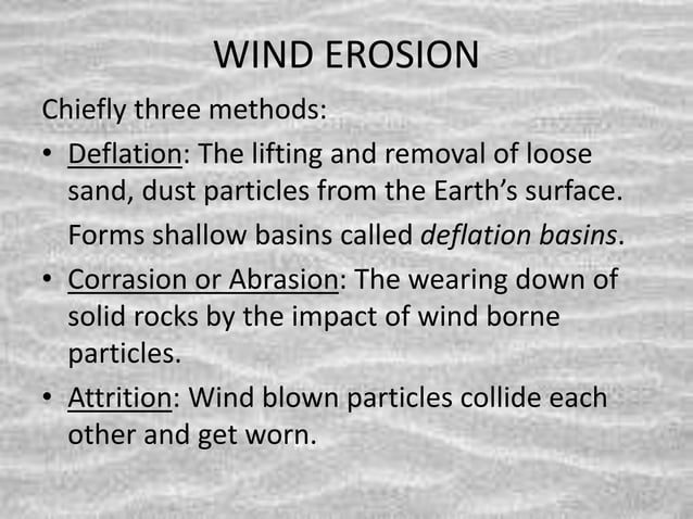 Aeolian processes and landforms | PPTX | Geology | Science