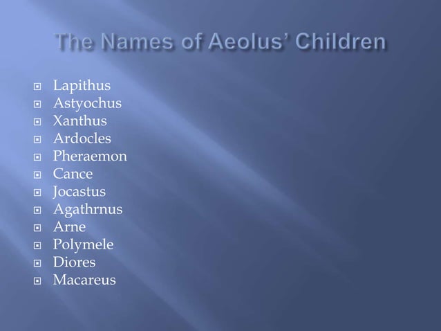 Aeolus By Elizabeth Brown | PPT