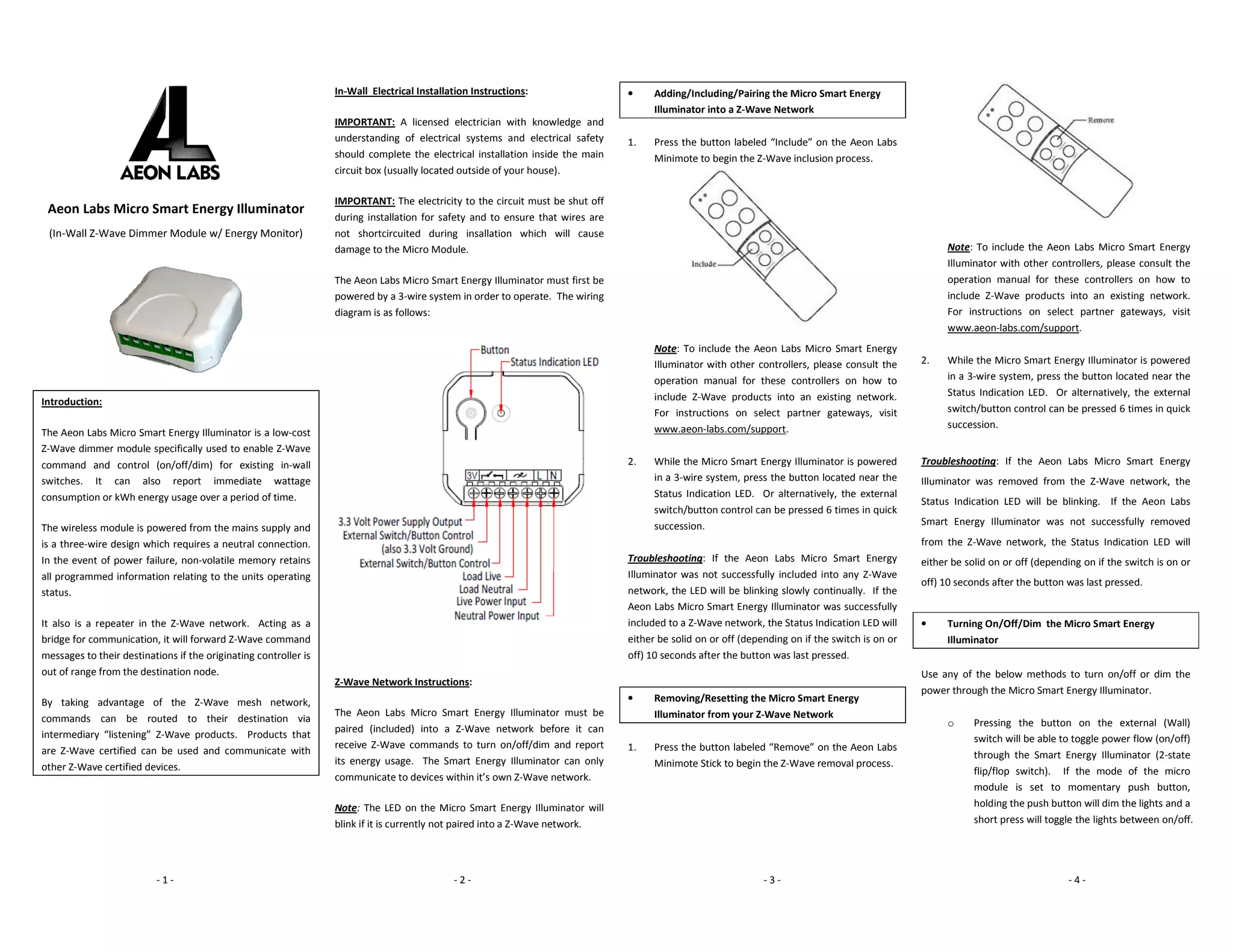 Aeon labs micro smart energy illuminator manual | PDF | Radio Control ...