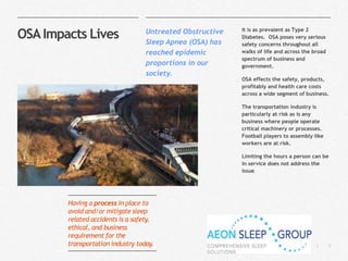 Managing Obstructive Sleep Apnea Saves Lives and health | PPTX