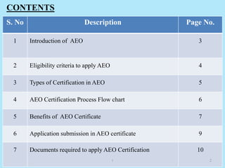 Knowledge of Authorized Economic Operator (AEO) | PPTX