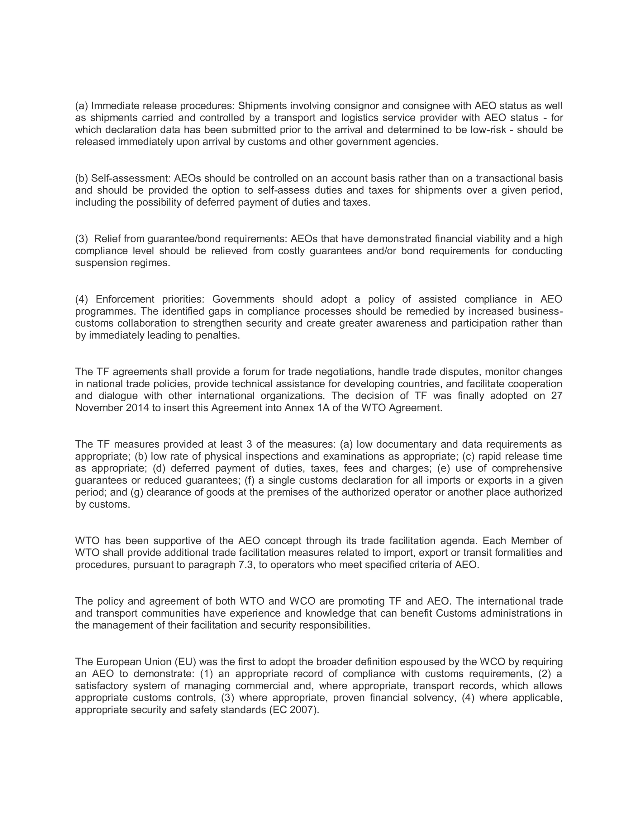 Aeo system for self assessment of customs duty | PDF