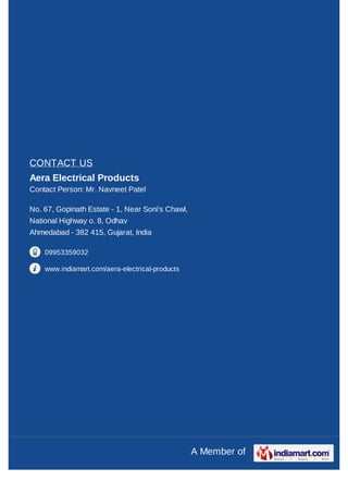 Aera Electrical Products, Ahmedabad, Industrial Products | PDF