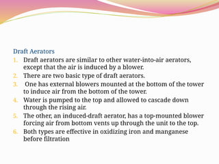 Aeration In Water treatment plant for Addition of oxygen | PPTX