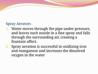 Aeration In Water treatment plant for Addition of oxygen | PPT