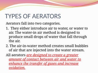 Aeration In Water treatment plant for Addition of oxygen | PPTX