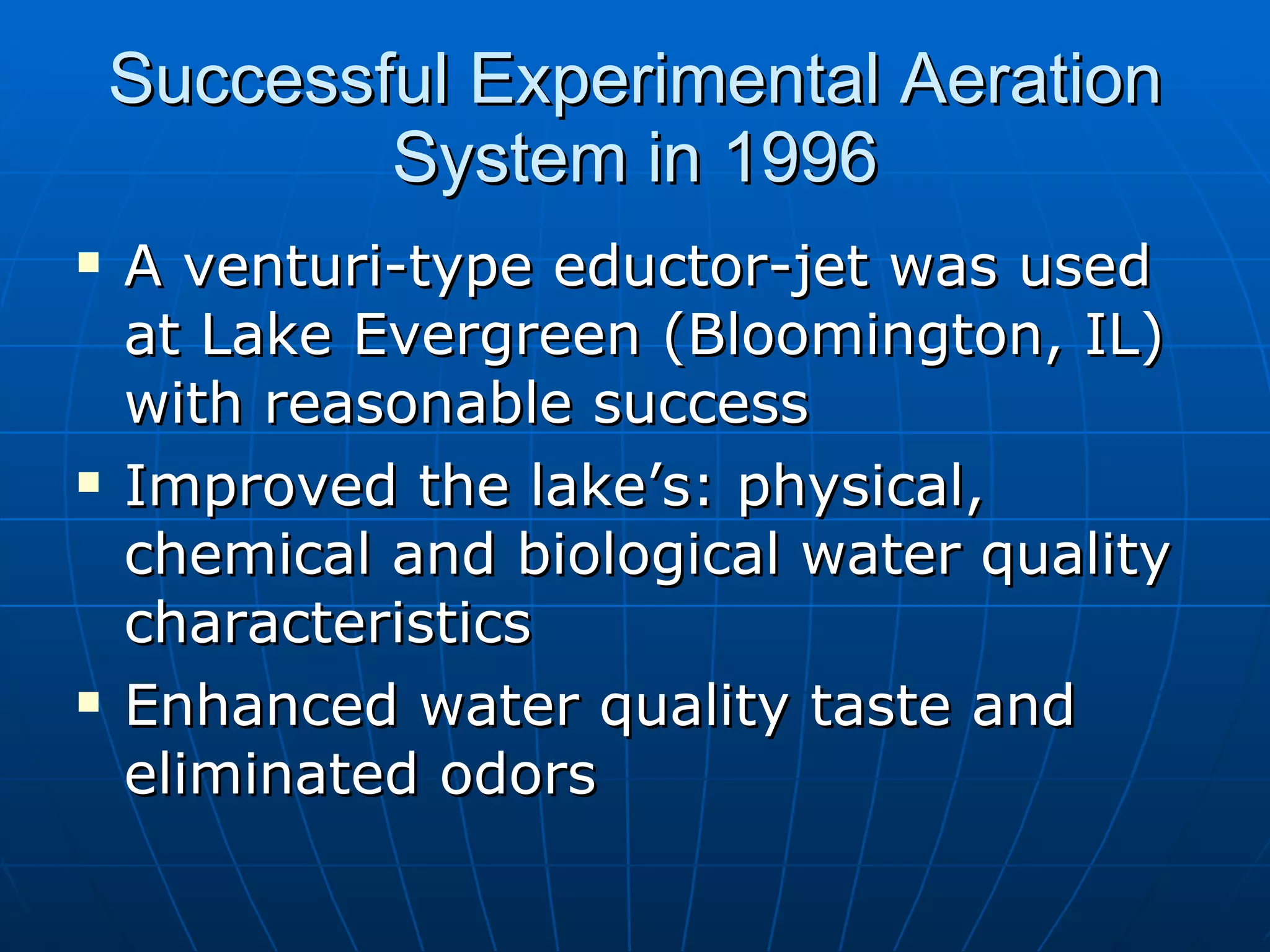 Aeration And Destratification In Governor Bond Lake | PPT