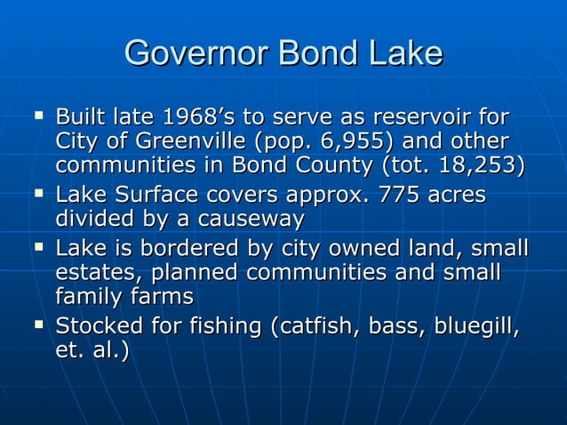 Aeration And Destratification In Governor Bond Lake | PPT