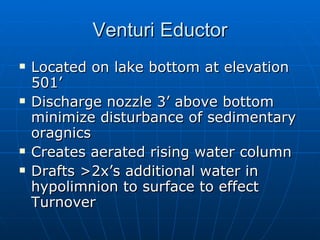 Aeration And Destratification In Governor Bond Lake | PPT