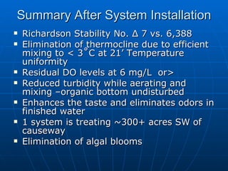 Aeration And Destratification In Governor Bond Lake | PPT