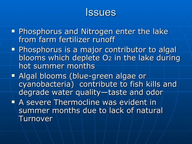 Aeration And Destratification In Governor Bond Lake | PPT