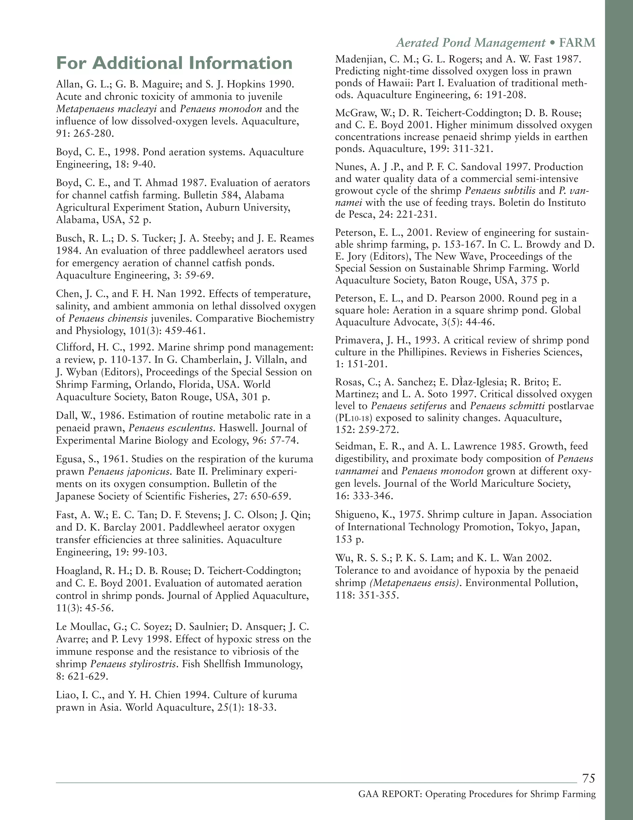 Survey of aeration management in shrimp farming | PDF