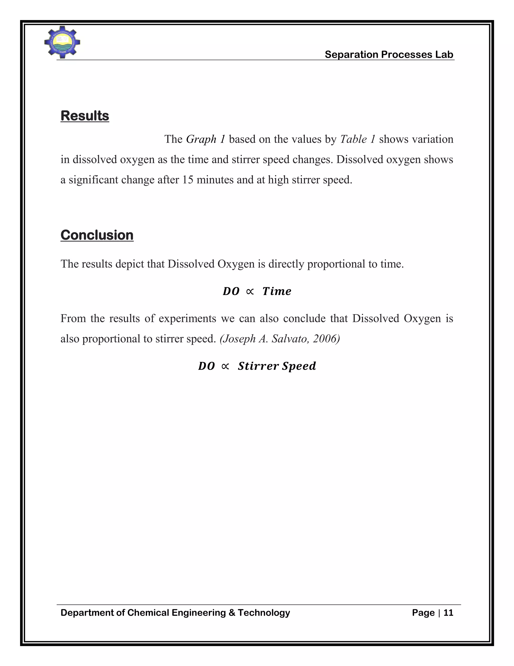 Aeration unit Lab Report(Separation Lab) | PDF