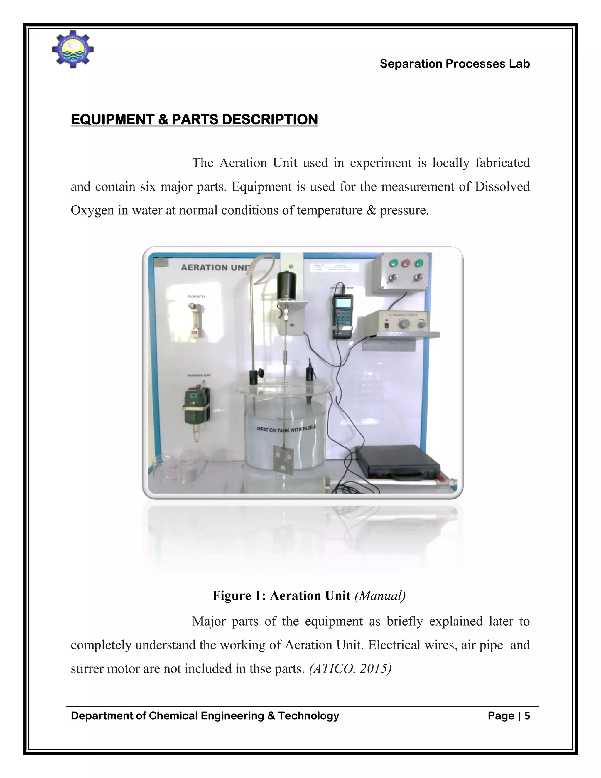 Aeration unit Lab Report(Separation Lab) | PDF
