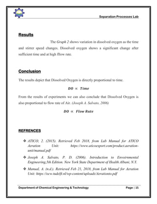 Aeration unit Lab Report(Separation Lab) | PDF