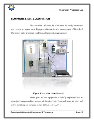 Aeration unit Lab Report(Separation Lab) | PDF