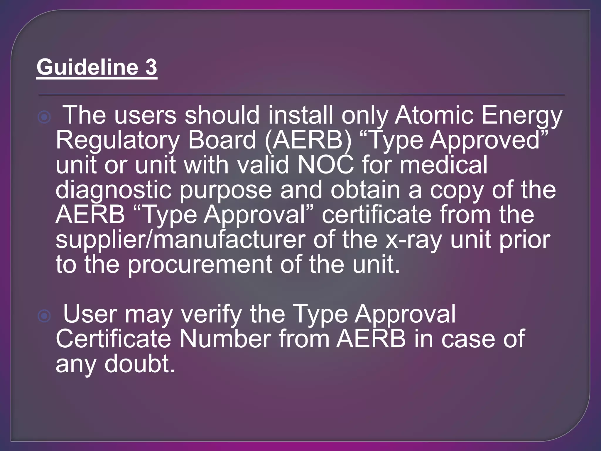 Aerb guidelines for Room installation | PPTX
