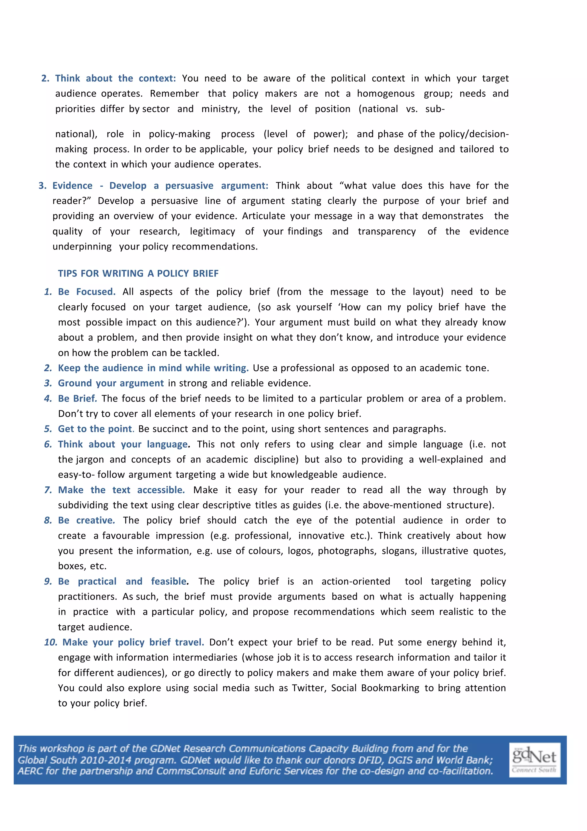Writing Policy Briefs Pdf