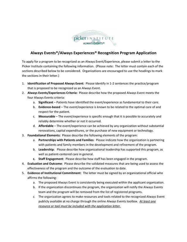 Always Events Recognition Program Application and Overview | PDF