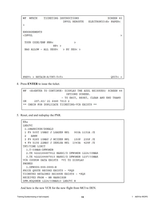 Sabre GDS Reservation system and ticketing | PDF