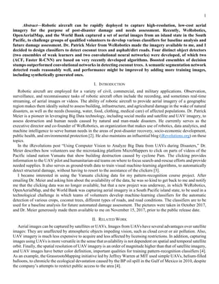 Feature Detection in Aerial Images for Post-Disaster Needs Assessment (report) | PDF | Robotics ...