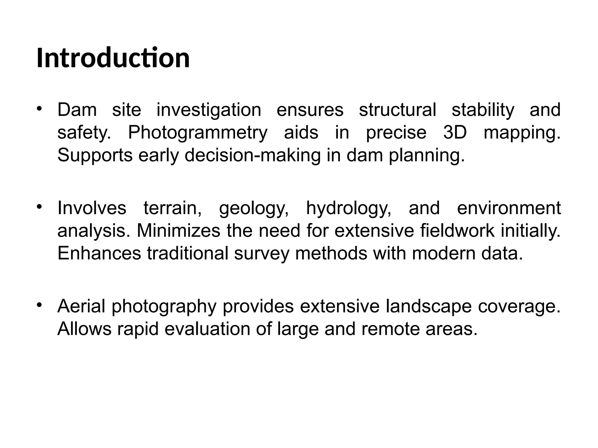 Aerial Photography and Photogrammetry in Site Investigation of DAMS..pptx