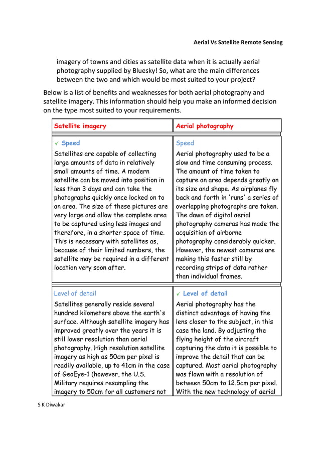 Aerial photography vs remote sensing satellite | PDF