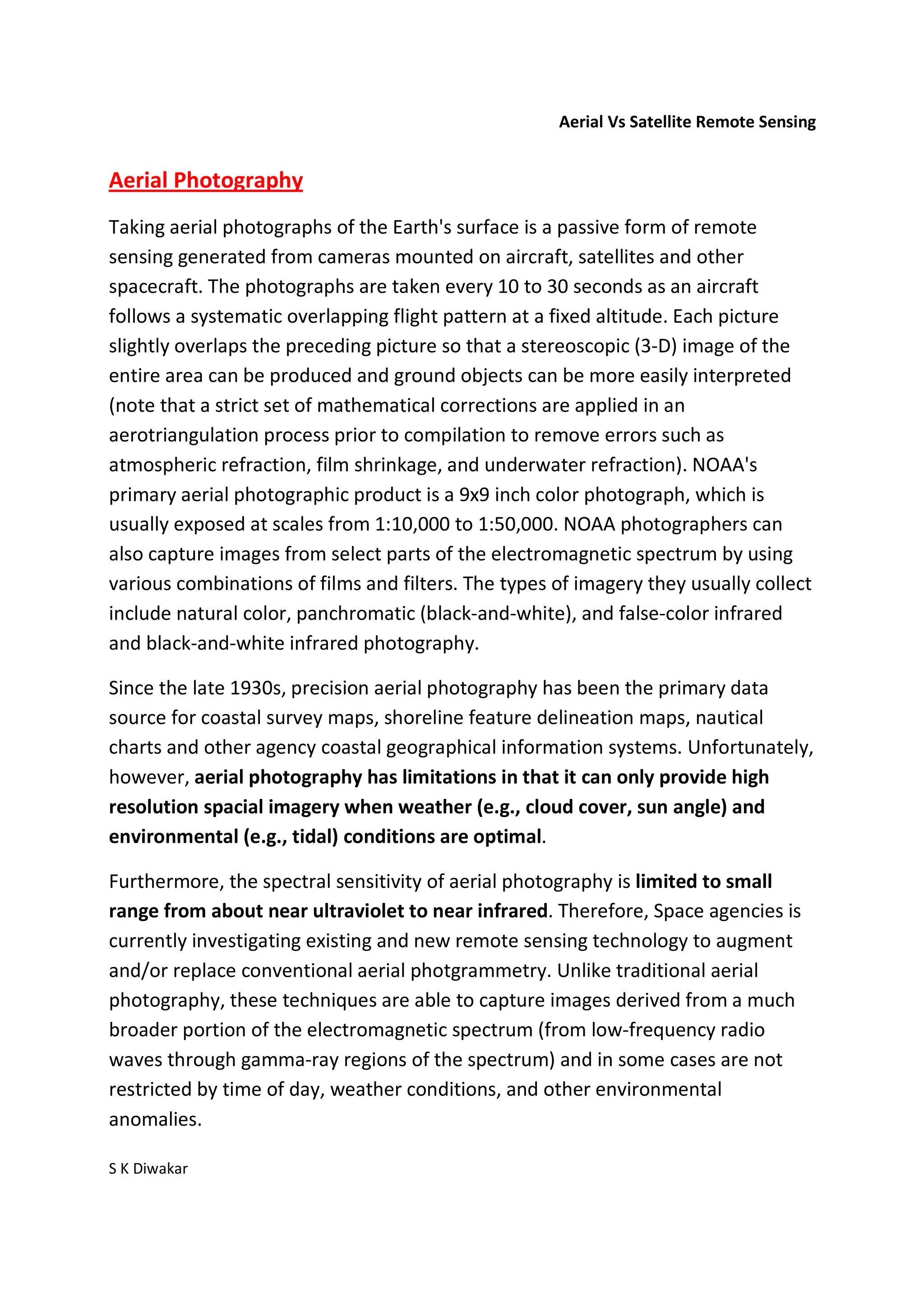 Aerial photography vs RS satellite | PDF