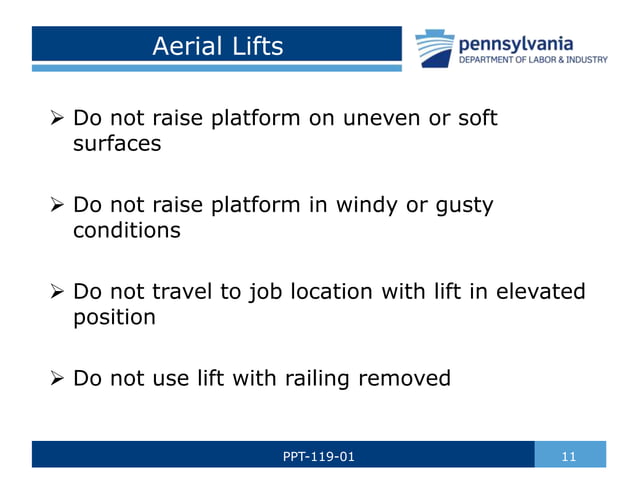 Aerial Work Platform Safety.pptx | Injuries | Diseases and Conditions