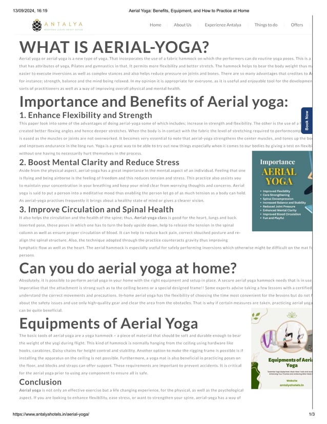 Experience Aerial Yoga at Antalya for Flexibility & Wellness | PDF