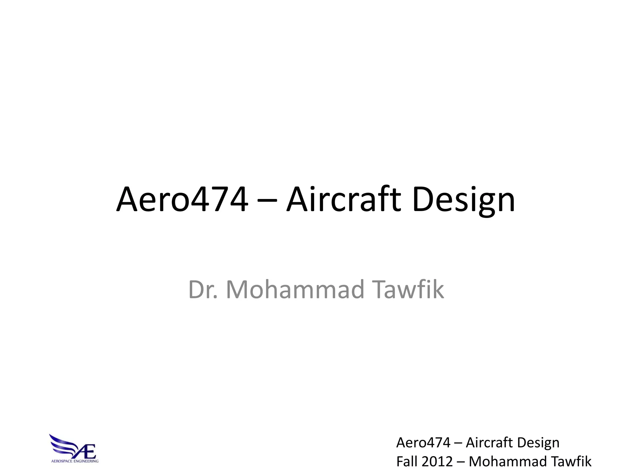 Aero474 Aircraft design | PPT