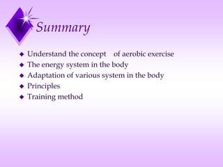 Aerobic Exercise for physiotherapy students | PPT