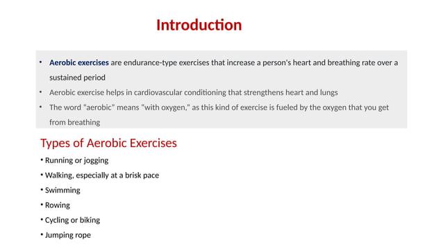 Aerobic process, an introduction to exercise mechanisms in human physiology | PPT
