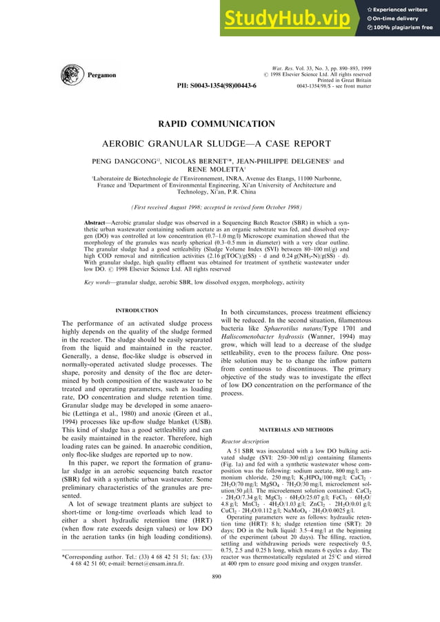 Aerobic Granular Sludge A Case Report | PDF