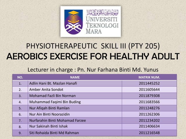 Aerobics exercise for healthy adult | PPTX